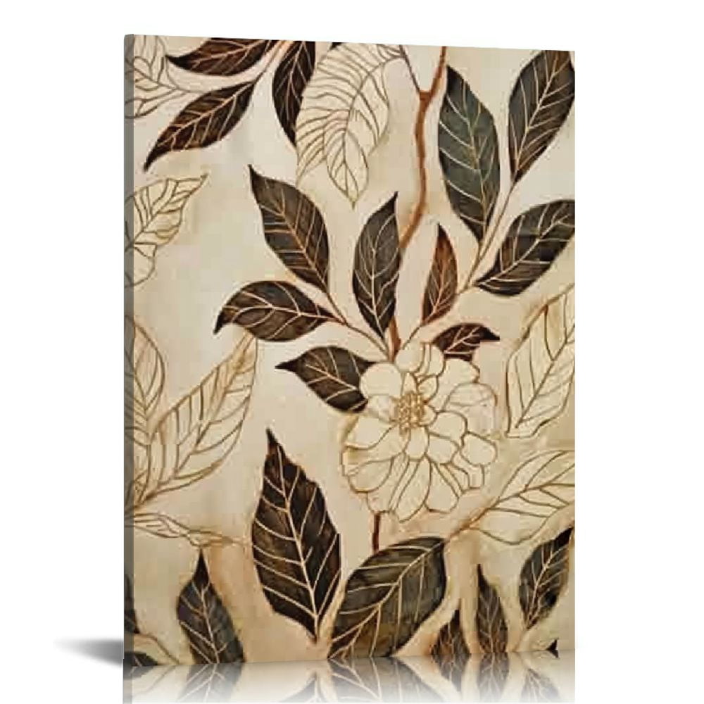 Shiartex Boho Canvas Wall Art, Framed High Side Wall Art, Yellow-Brown ...