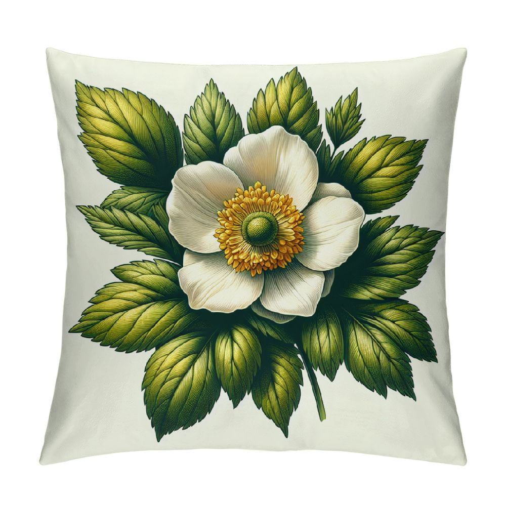 Shiartex Botanical Plant Throw Pillow Covers Green Leaves Flower Floral ...