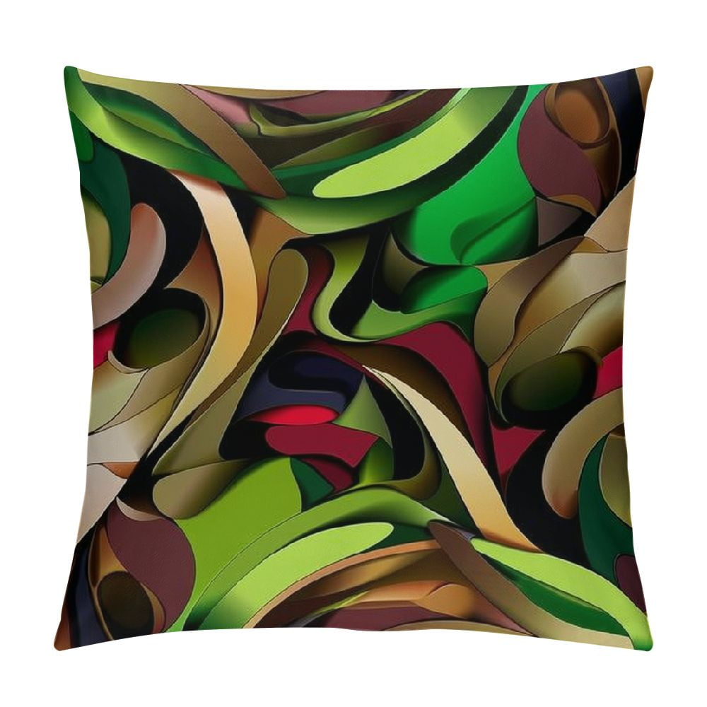 Shiartex Brown and Green Colors，Printed Throw Pillows Case Square ...
