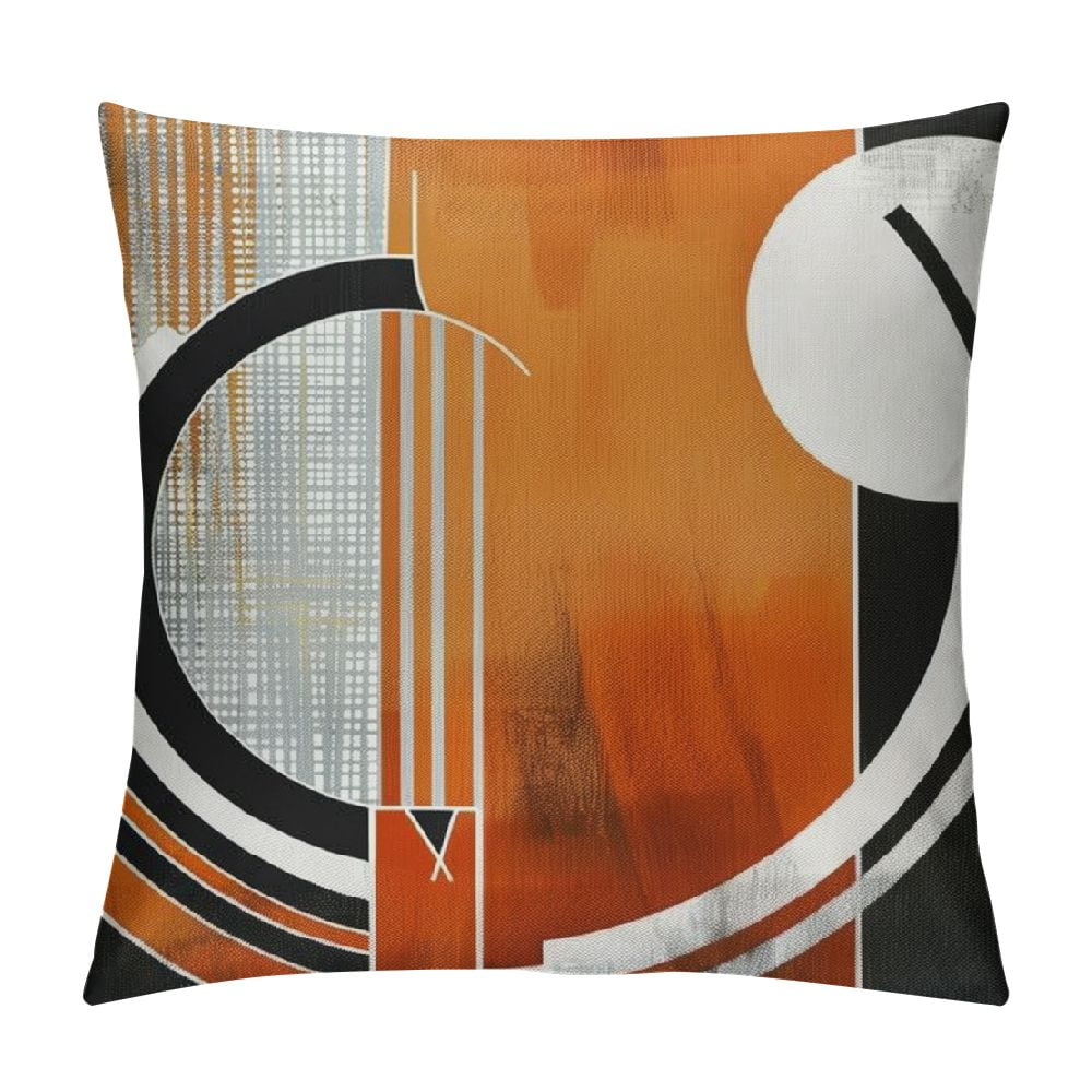Shiartex Burnt Orange Throw Pillow Cover ,Geometric Black Gray Cushion ...