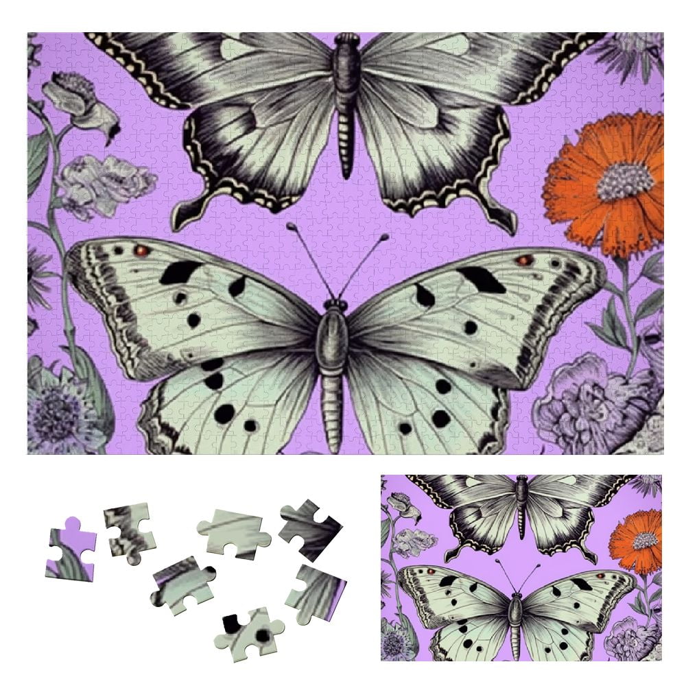 Shiartex Butterflies Flowers Silk Screen Wooden Jigsaw Puzzle for ...