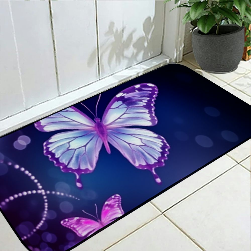 Shiartex Butterfly Purple Magic Square Floor Mat Entryway Hallway ...