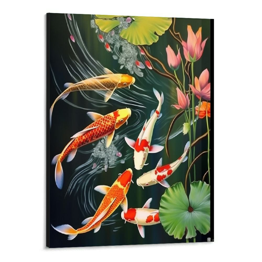 Shiartex Canvas Art Koi Fish Feng Shui Nine Fish Painting Koi Fish Wall ...