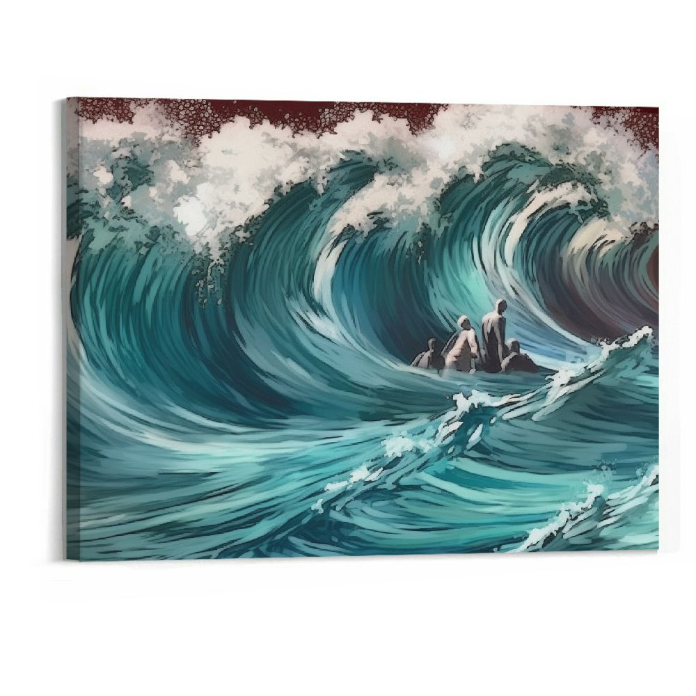 Shiartex Canvas Wall Art Black and White Seascape Picture Abstract Teal ...