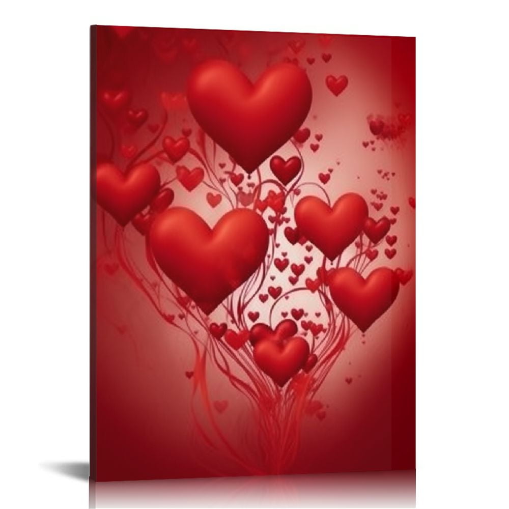Shiartex Canvas Wall Decor Art Painting Print, Valentines Day Heart ...