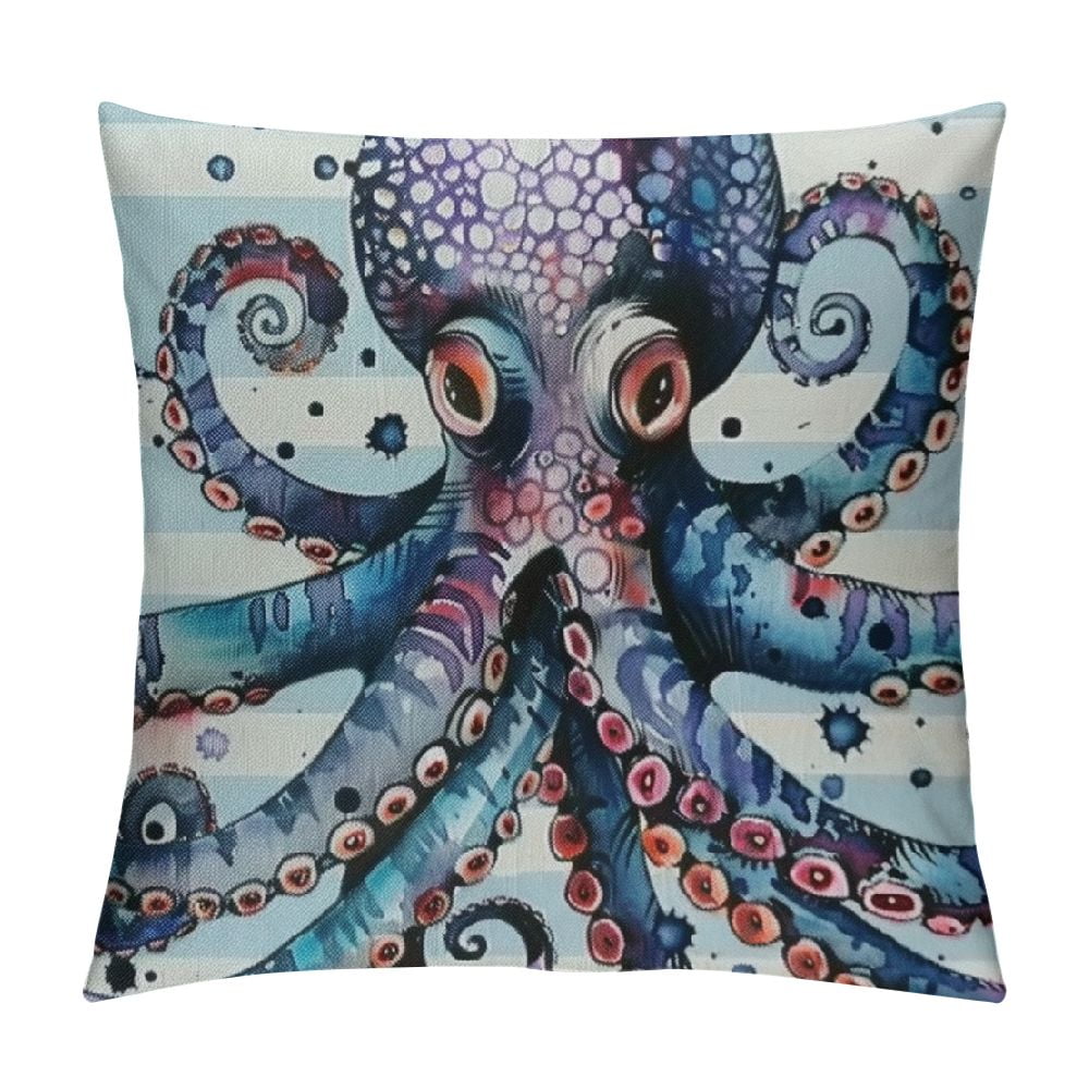 Shiartex Cartoon Octopus Throw Pillow Cover for Kids Child,Coastal ...