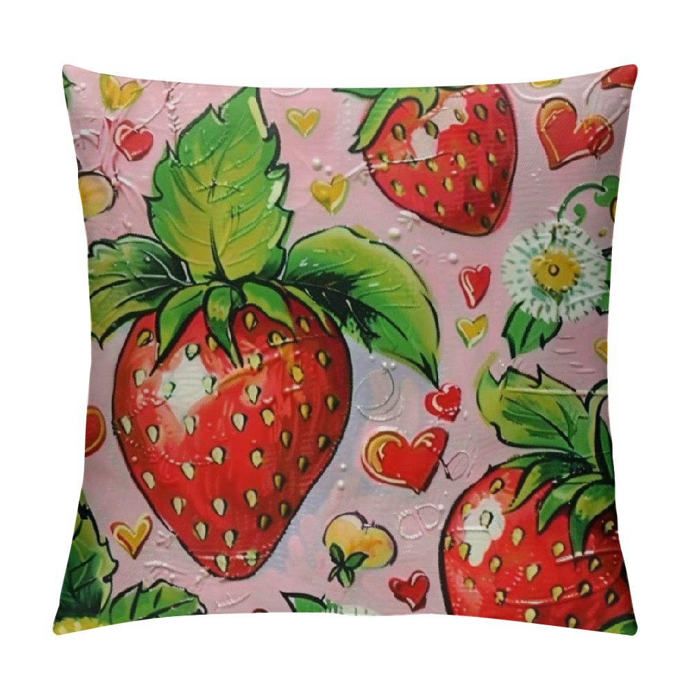 Shiartex Cartoon Strawberry Pillow Cases Cushion Covers Kawaii ...