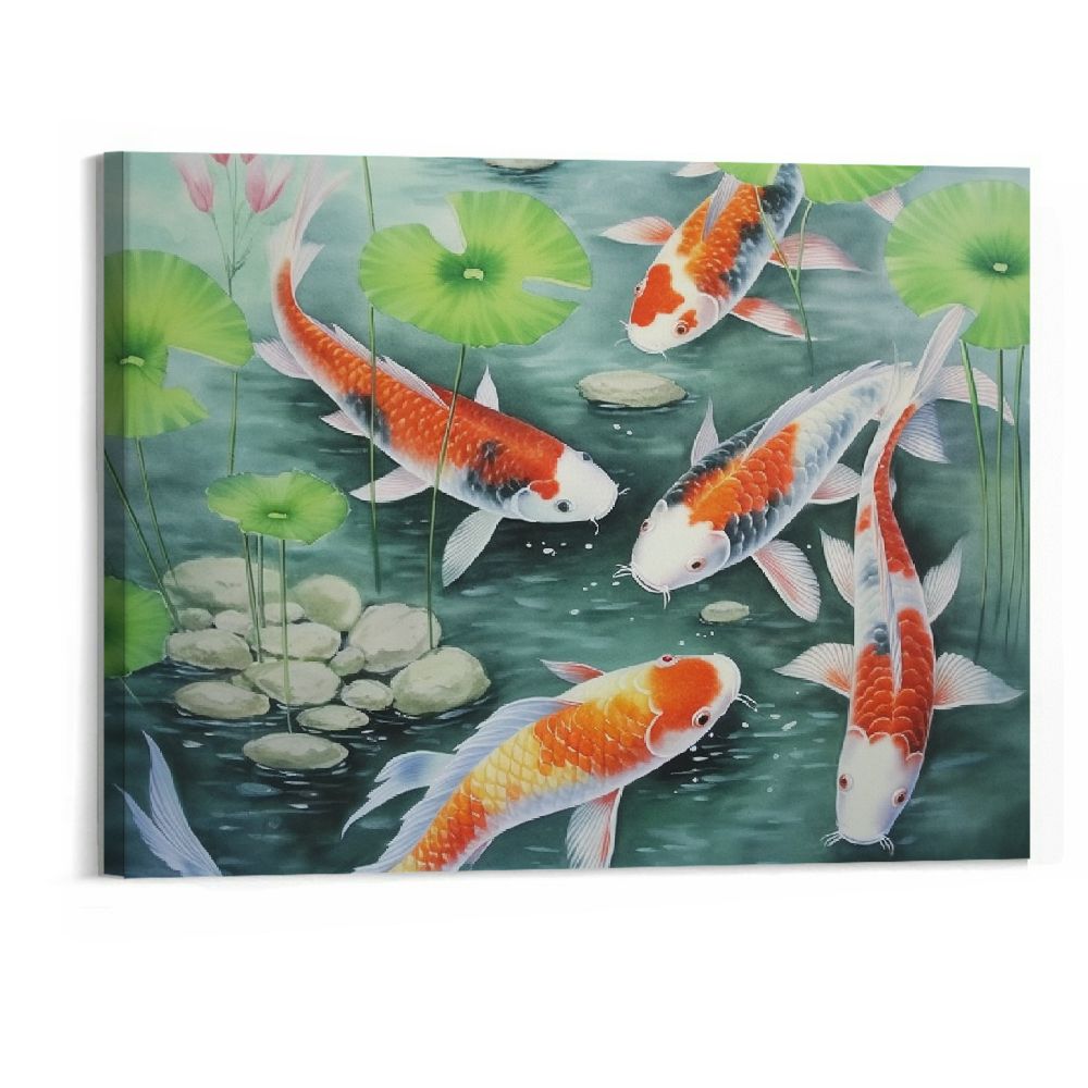 Shiartex Chinese Traditional Painting on Canvas Koi Fish Art Prints for ...