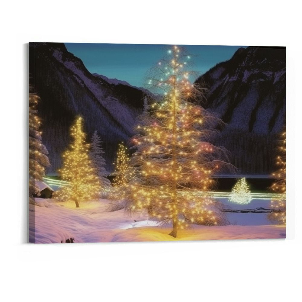 Shiartex - Christmas Canvas Wall Art Gold Christmas Tree Paintings ...