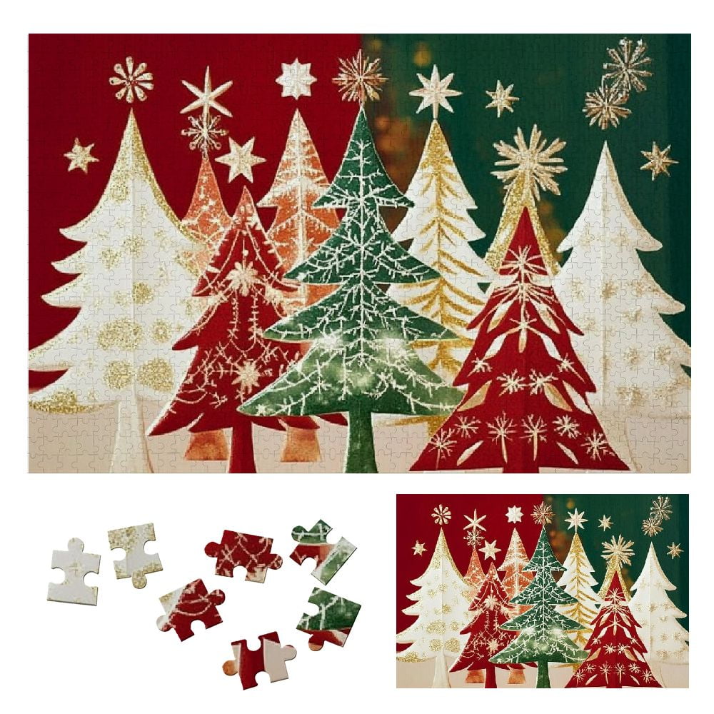 Shiartex Christmas Trees Snowflakes Stars Wooden Jigsaw Puzzle for ...