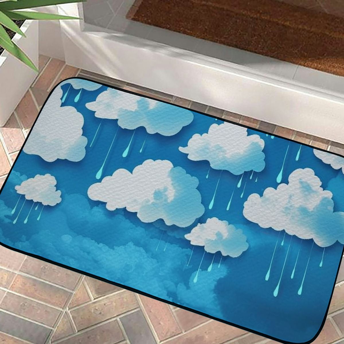 Shiartex Cloud Rain Sky Printing Square Floor Mat Indoor Outdoor Felt ...