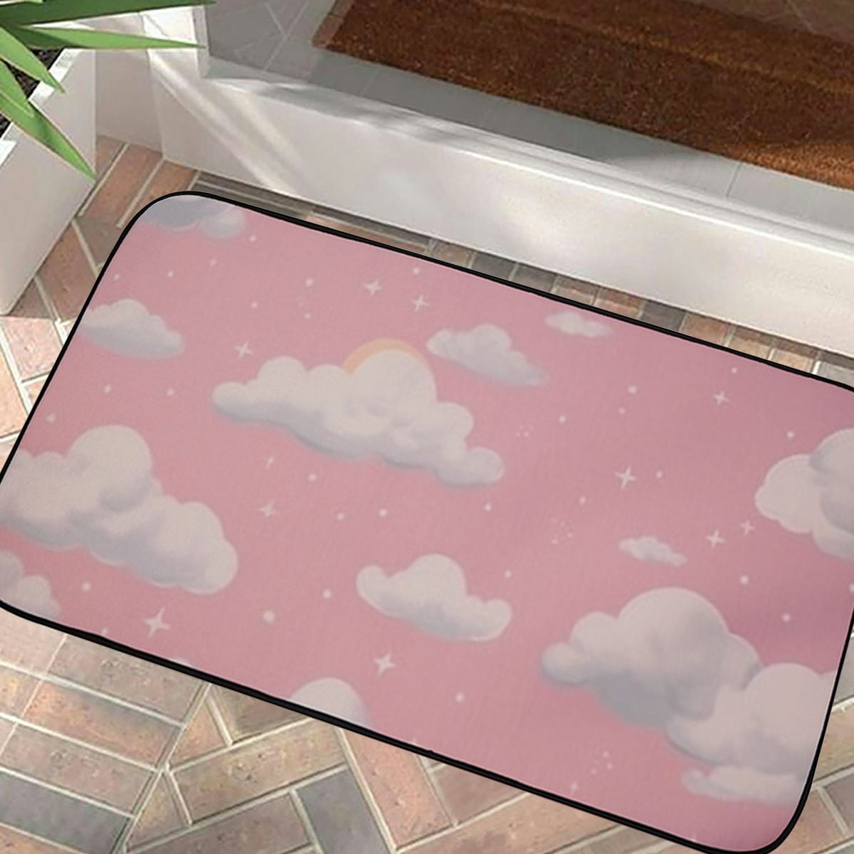 Shiartex Clouds Stars Pastel Felt Square Floor Mat for Home Entrance ...
