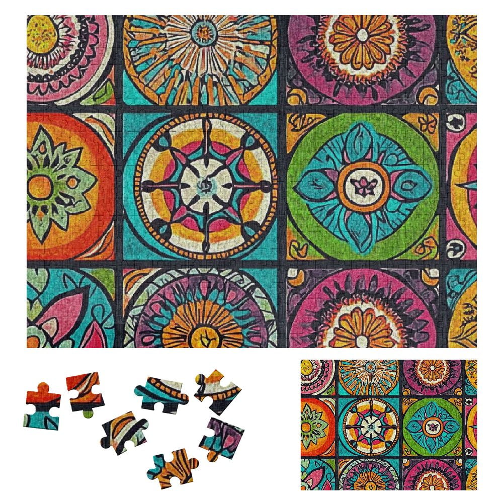 Shiartex Colorful Shapes Pattern Wooden Jigsaw Puzzle for Adults ...