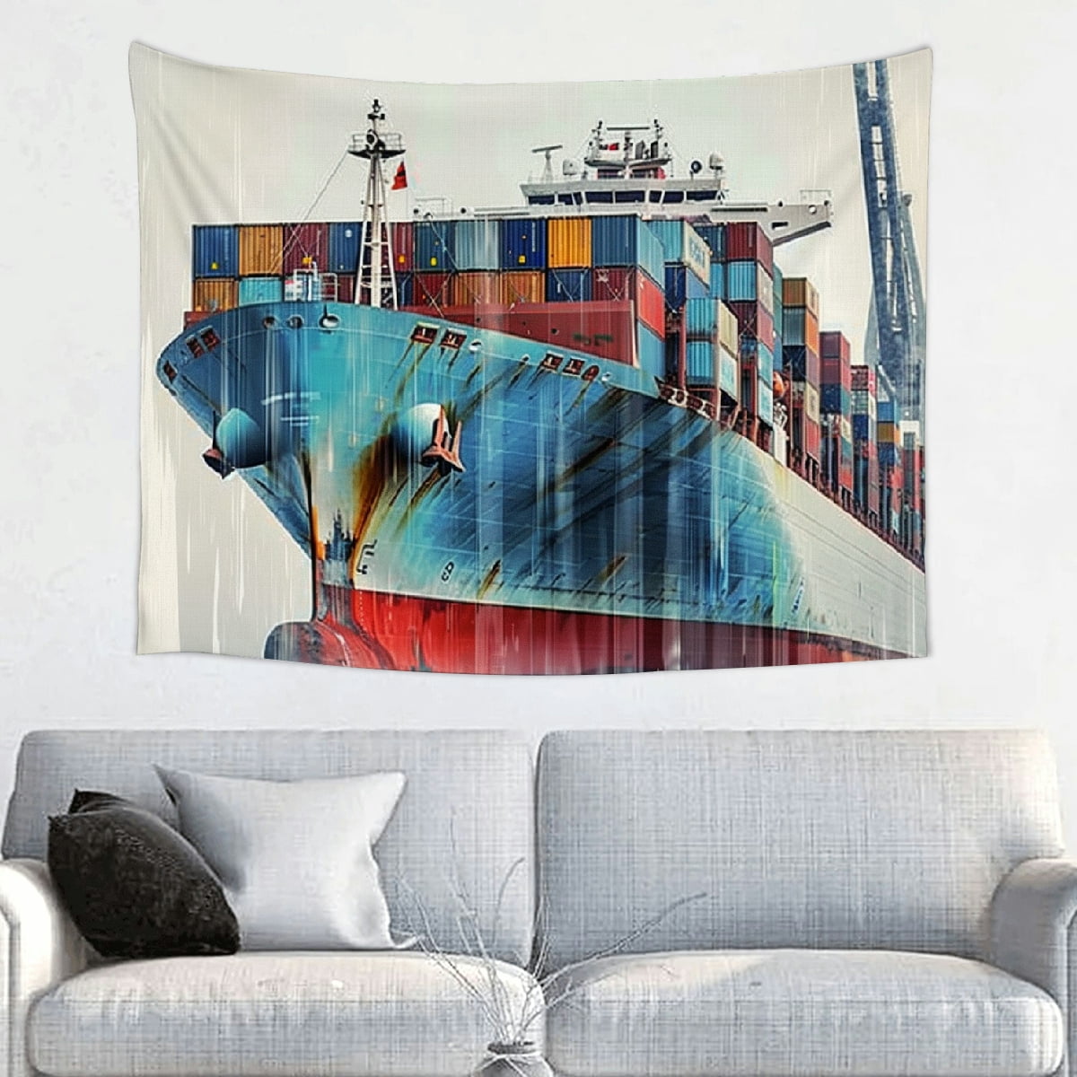 Shiartex Container Ship Tapestry 100% Polyester Wall Decor 2 Sizes ...