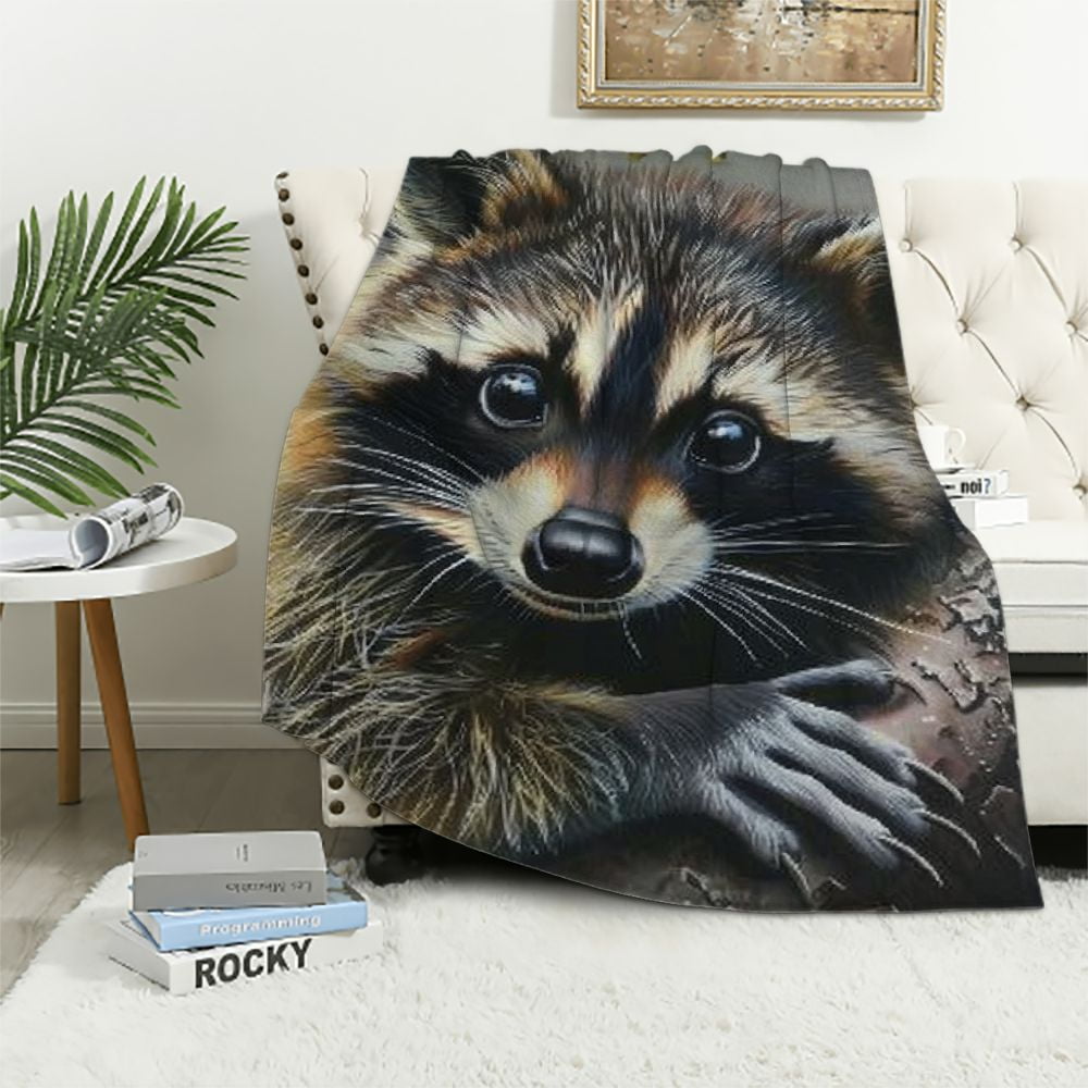Shiartex Cute Raccoon Blanket Gifts for Kids Women Men Soft Warm ...