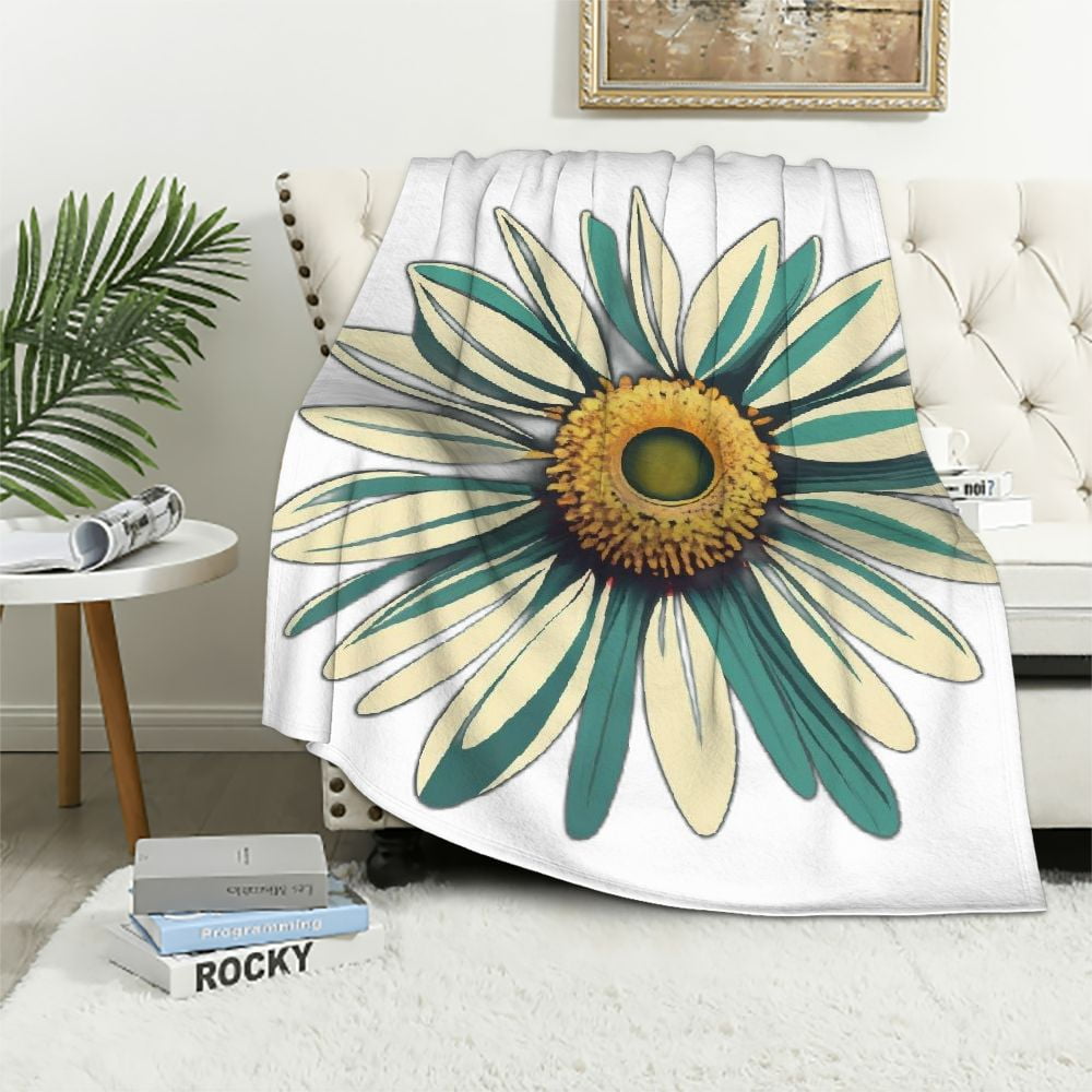 Shiartex Daisy Throw Blanket for Sofa Couch Lightweight Flannel All Seasons Blanket Exquisite ...