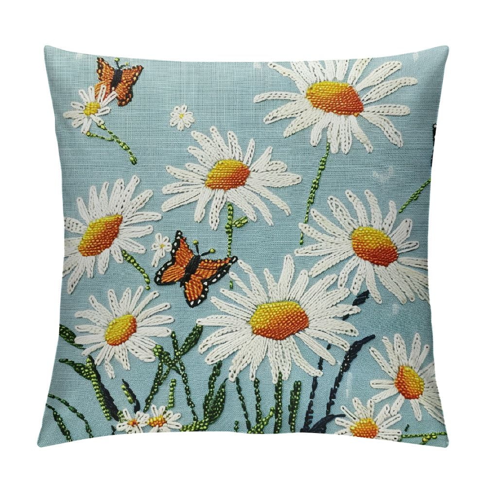 Shiartex Decorative Pillow Covers Daisy Decor Outdoor Summer Couch ...