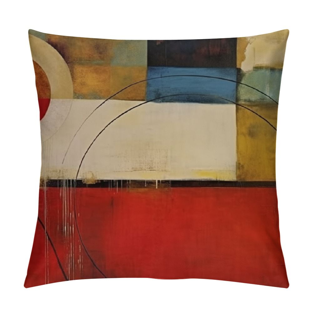 Shiartex Decorative Throw Pillow Covers Brown and Teal Blue Geometric ...