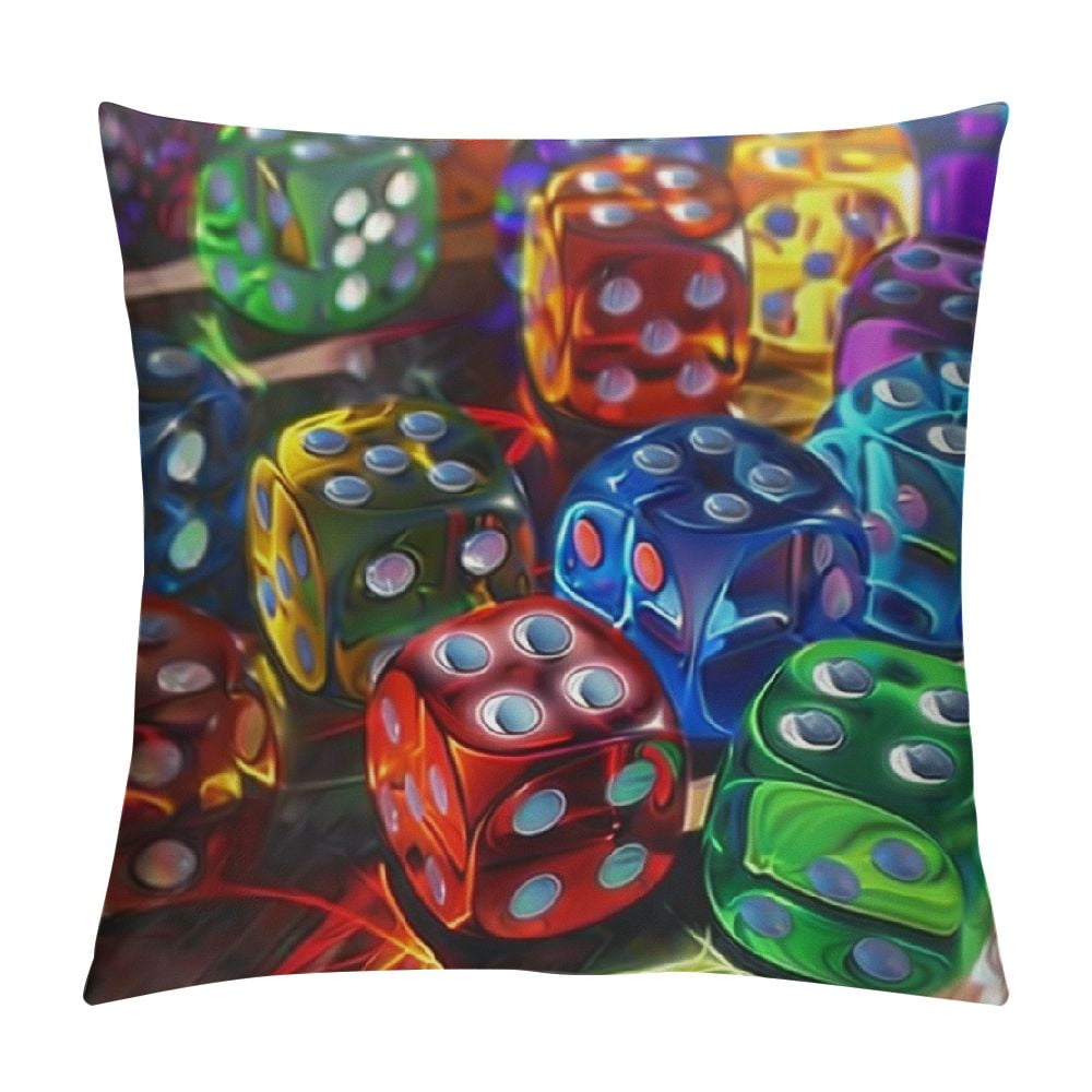 Shiartex Decorative Throw Pillow Covers Games Dice Set Print Corduroy ...