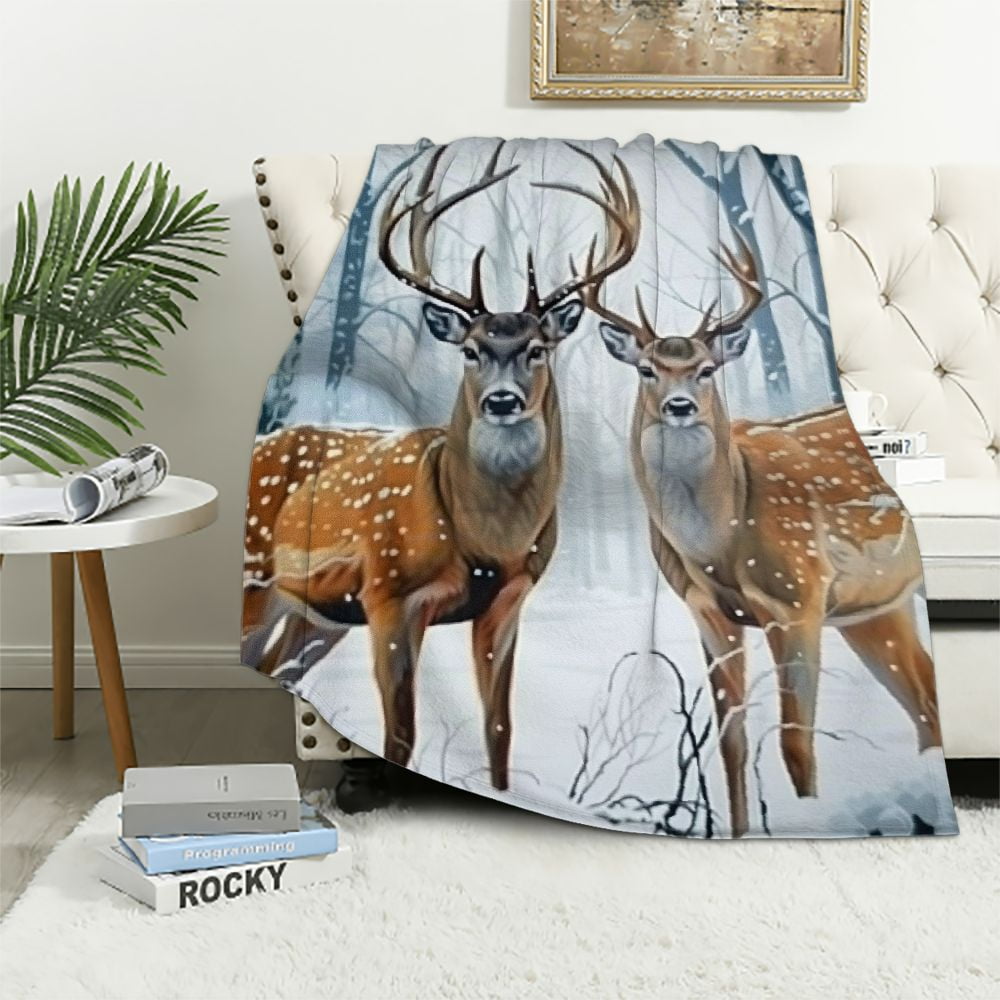 Shiartex Deer Throw Blanket, Adorable Super-Soft Deer Blanket for Girls ...
