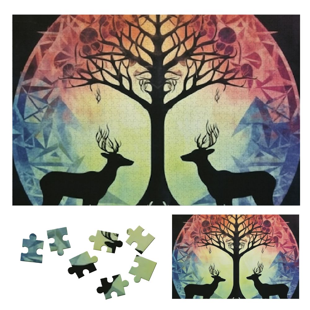 Shiartex Deers Trees Triangle Wooden Jigsaw Puzzle, Impossible Hard ...
