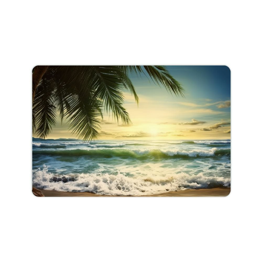 Shiartex Diatom Mud Mat Floor Mat Indoor Outdoor Palm Tree Ocean Waves ...