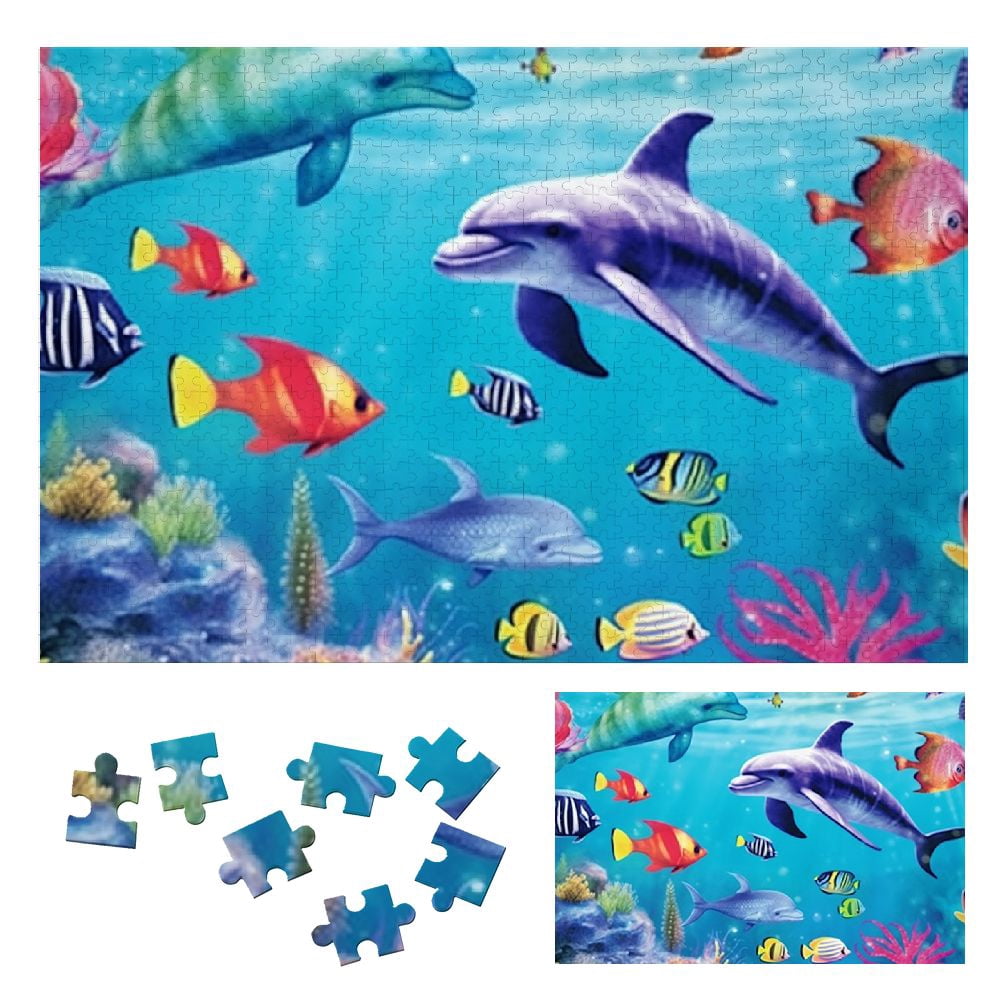 Shiartex Dolphins Fish Starfish Wooden Jigsaw Puzzle for Adults and ...
