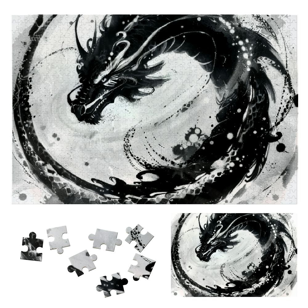 Shiartex Dragon Water Droplets Ink Wooden Jigsaw Puzzle, Challenging ...