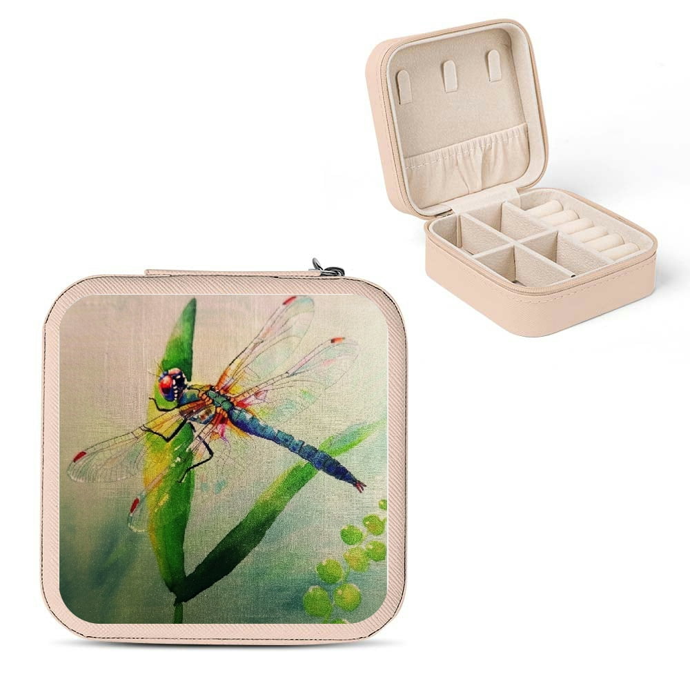 Shiartex Dragonfly Ladybug Plant Jewelry Box Travel Organizer Pink ...