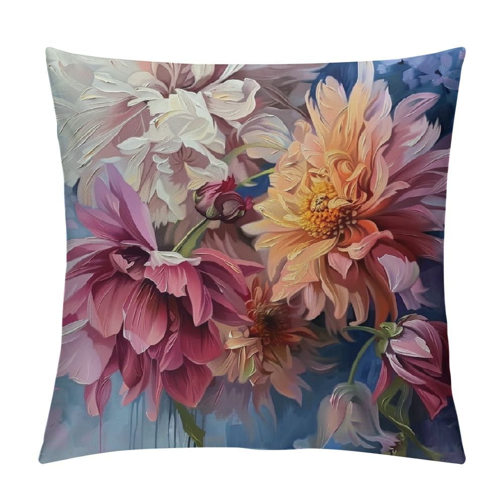 Shiartex Dreamy Watercolor Floral Satin Throw Pillow Covers Colorful ...
