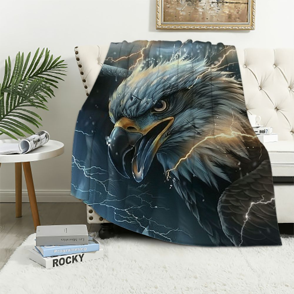 Shiartex Eagle Gifts Blanket, Cool Black Gold Lightning Eagle Blanket ...