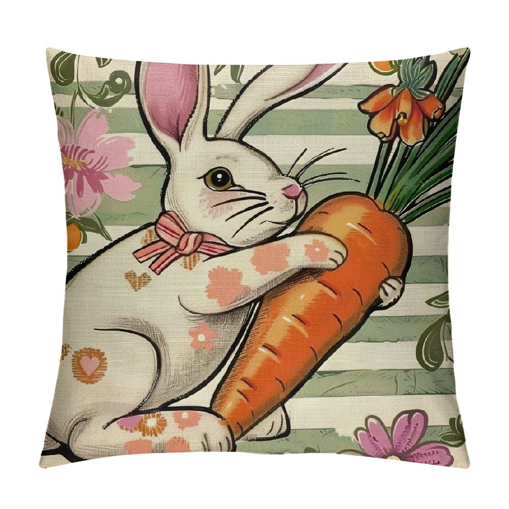 Shiartex Easter Bunny Decorative Throw Pillow Covers , Rabbit Chick ...