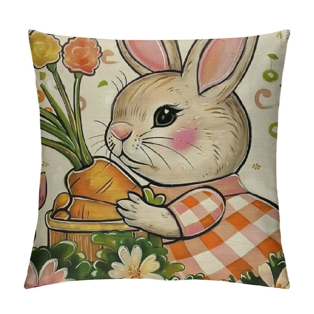Shiartex Easter Bunny Decorative Throw Pillow Covers , Rabbit Chick ...