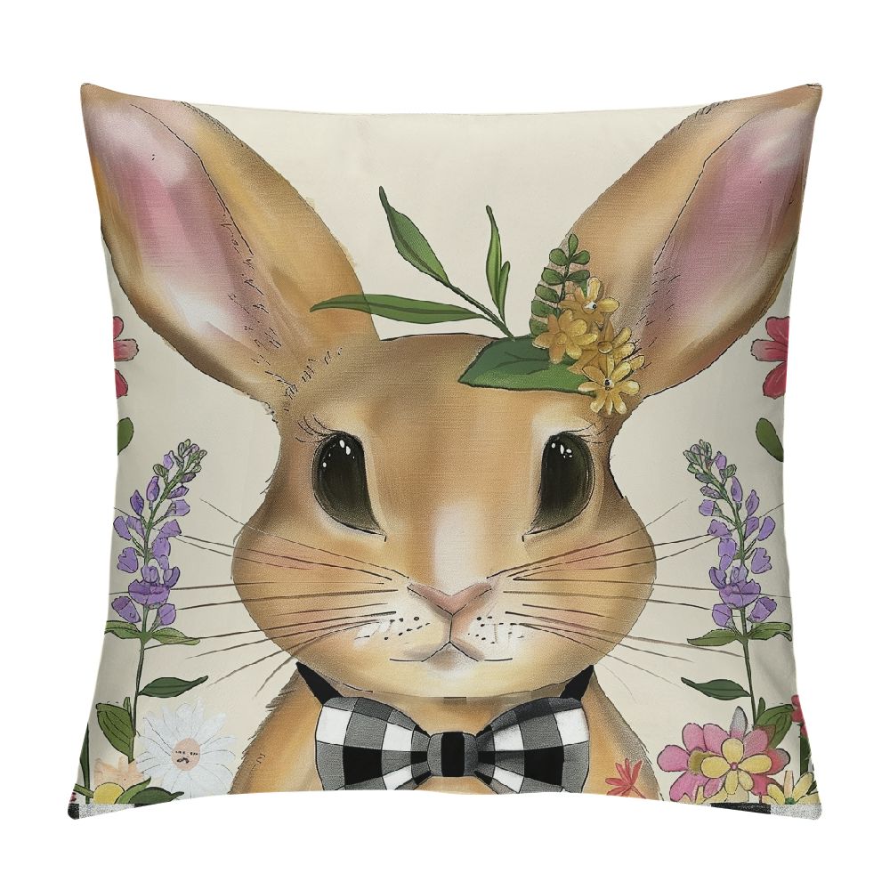 Shiartex Easter Pillow Covers Spring Bunny Floral Throw Accent Pillows ...