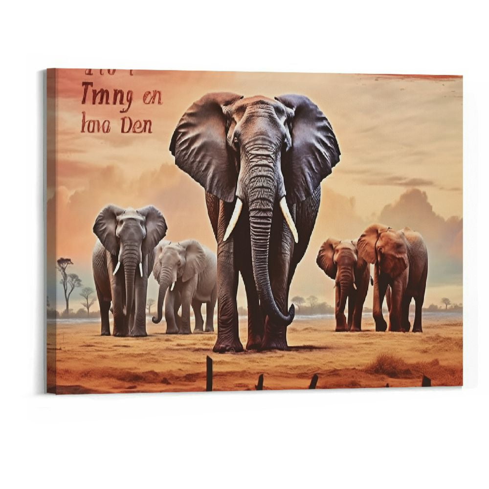 Shiartex Elephant Wall Art African Elephant Canvas Prints Wildlife ...