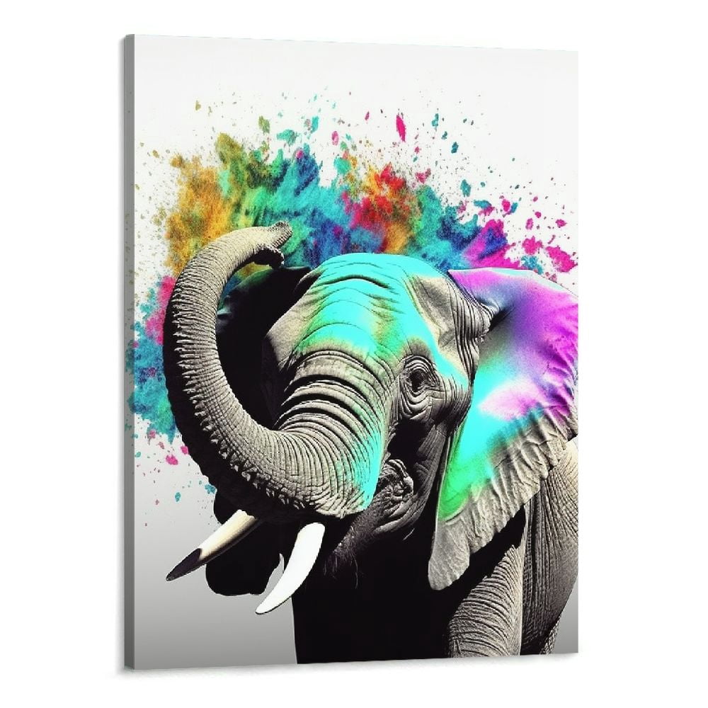 Shiartex Elephant Wall Art Gift Canvas Print Modern Artwork Small Pop ...