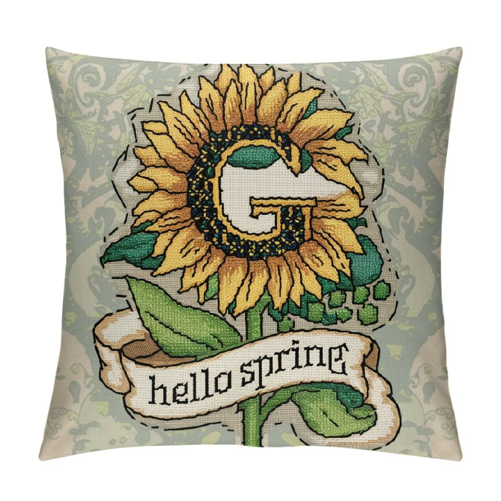 Shiartex English Alphabet Summer Sunflower Throw Pillow Cover,Square ...