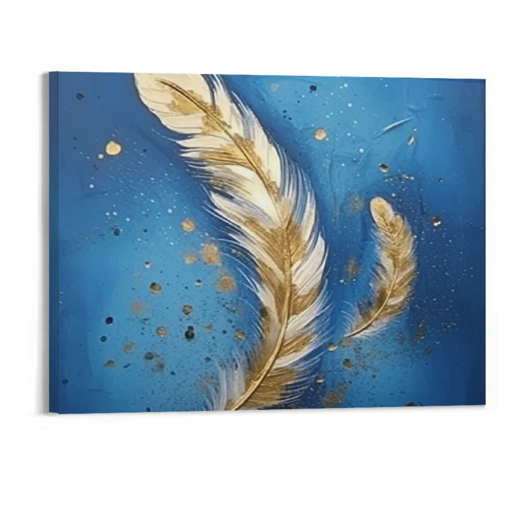 Shiartex Fall Decor Blue Feather Canvas Print Canvas Wall Art Picture ...