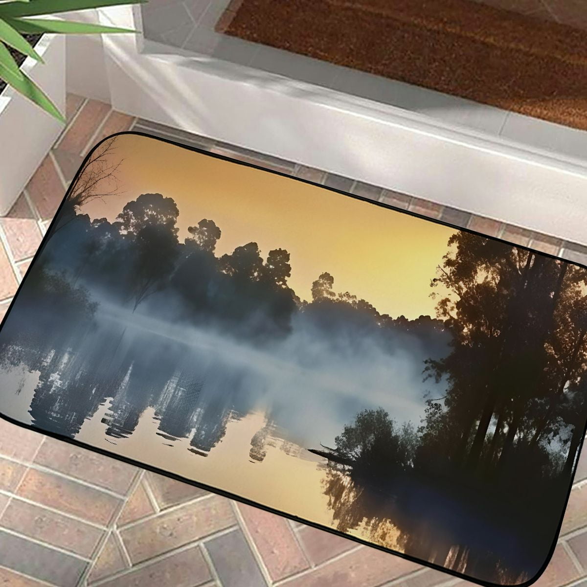 Shiartex Fall Decor Lake Scenery Floor Mat for Home Entrance Yard Patio ...