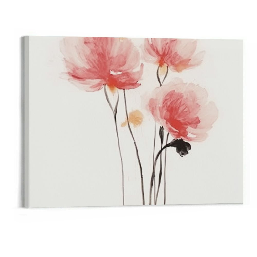 Shiartex Fall Decor Watercolor Pink Flowers Canvas Wall Art Picture ...