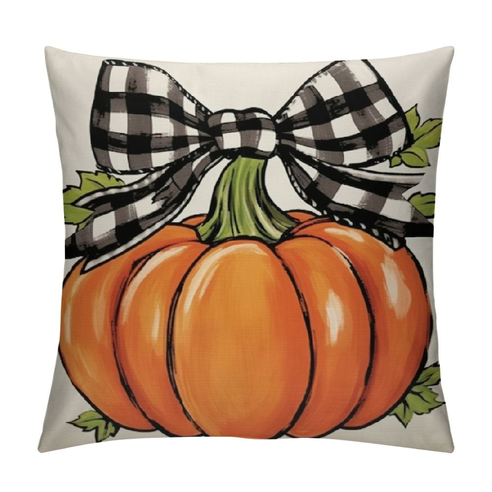 Shiartex Fall Pillow Covers Autumn Pumpkin Buffalo Plaid Throw Pillow ...