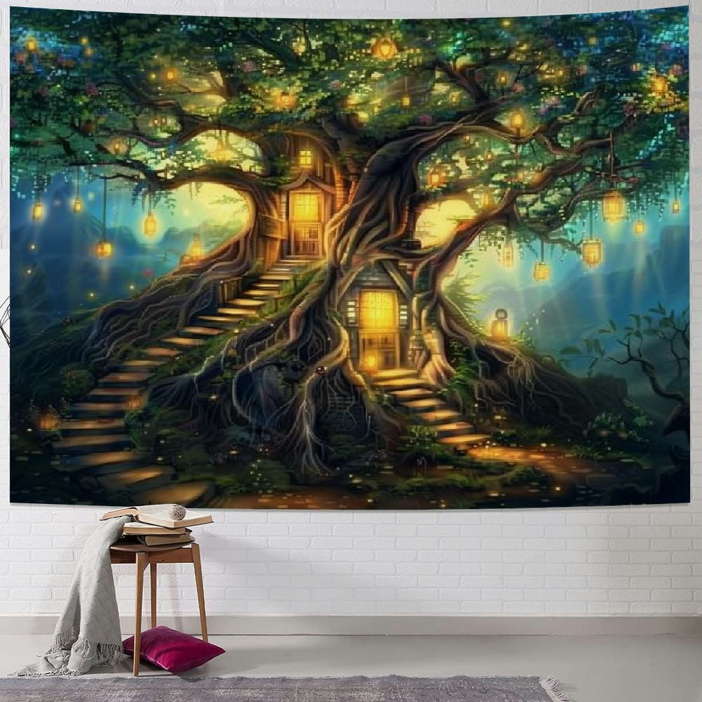 Shiartex Fantasy Forest Tapestry Fairy Tale Tree Tapestry Wall Hanging ...
