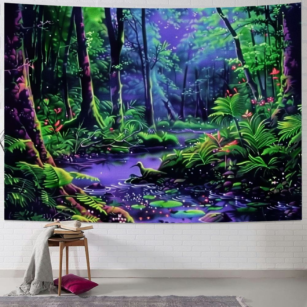 Shiartex Fantasy Forest Tapestry Psychedelic Plant Tapestry Reactive ...