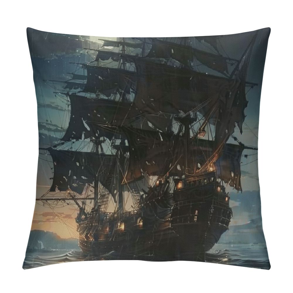 Shiartex Fantasy Pirate Ship Print Corduroy Soft Throw Pillow Covers ...