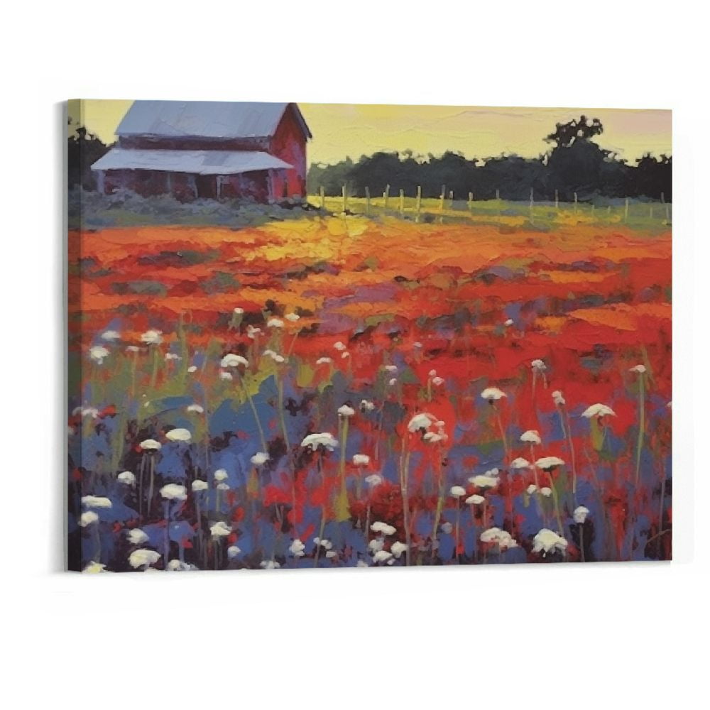 Shiartex Farmhouse Barn Wall Art - Old Barn Picture Canvas Wall Art for ...