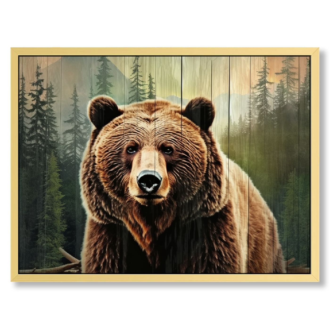 Shiartex Farmhouse Bear Cabin Wall Art Rustic Forest Bear Pictures Wall ...