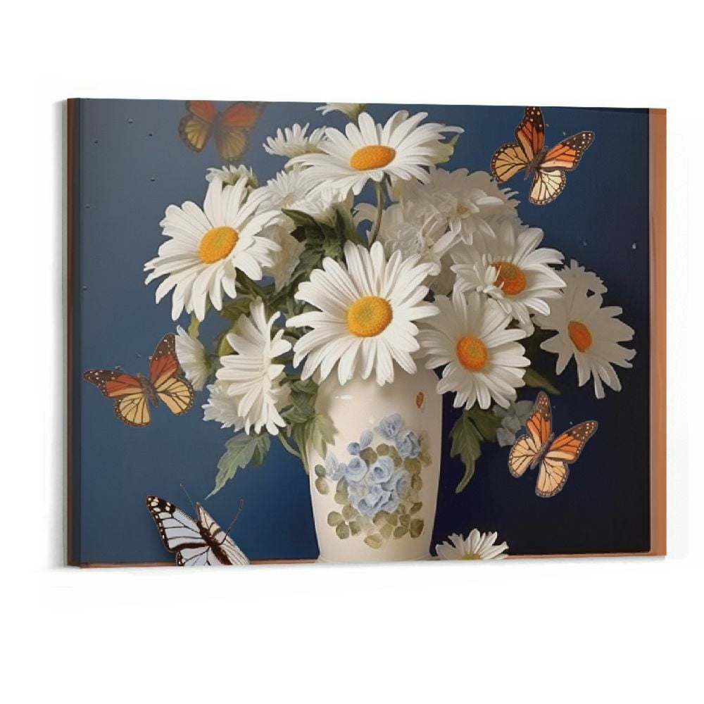Shiartex Farmhouse Daisy Butterfly Bathroom Wall Art Country Rustic ...