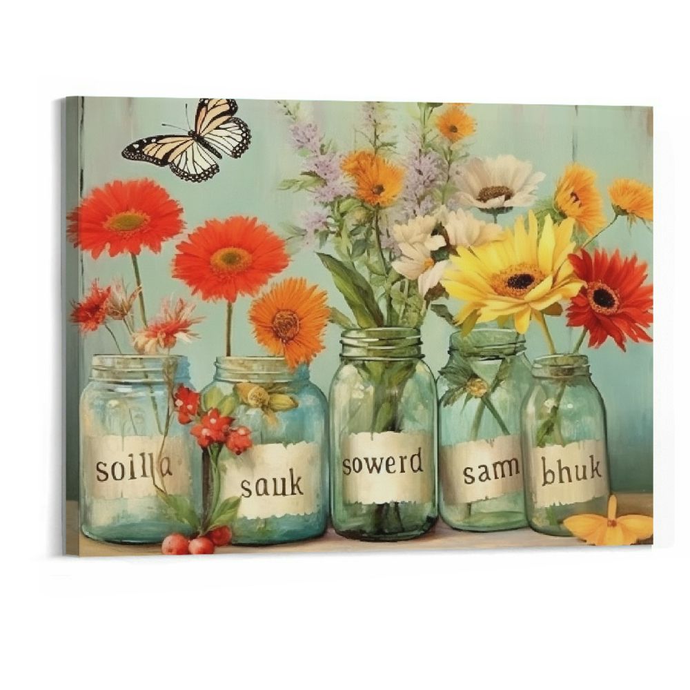 Shiartex Farmhouse Flower Decor Wall Art Rustic Sunflower Daisy Floral ...