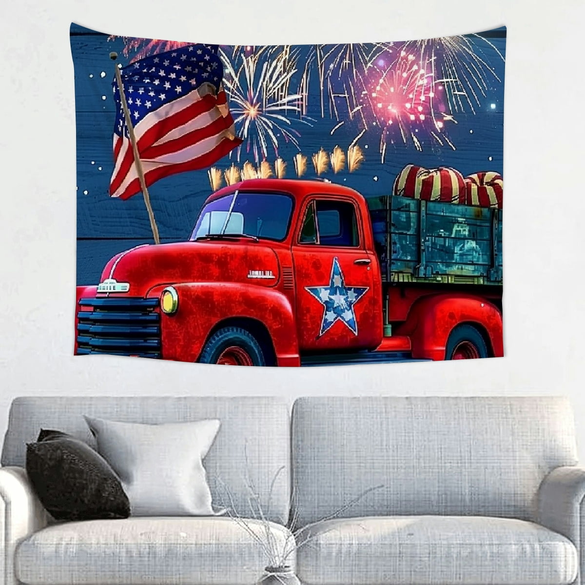 Shiartex Fireworks Flag Tapestry Wall Art for Bedroom Living Room ...