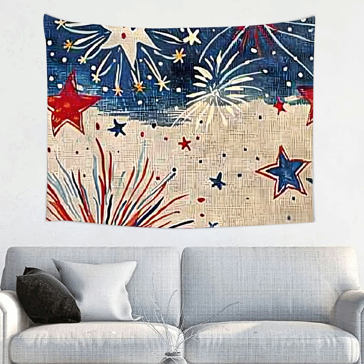 Shiartex Fireworks Stars American Scene Tapestry Wall Decoration 100% ...